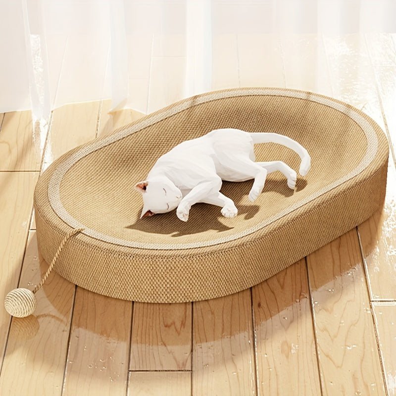Oval Cat Scratching Bed with Interactive Track Toy